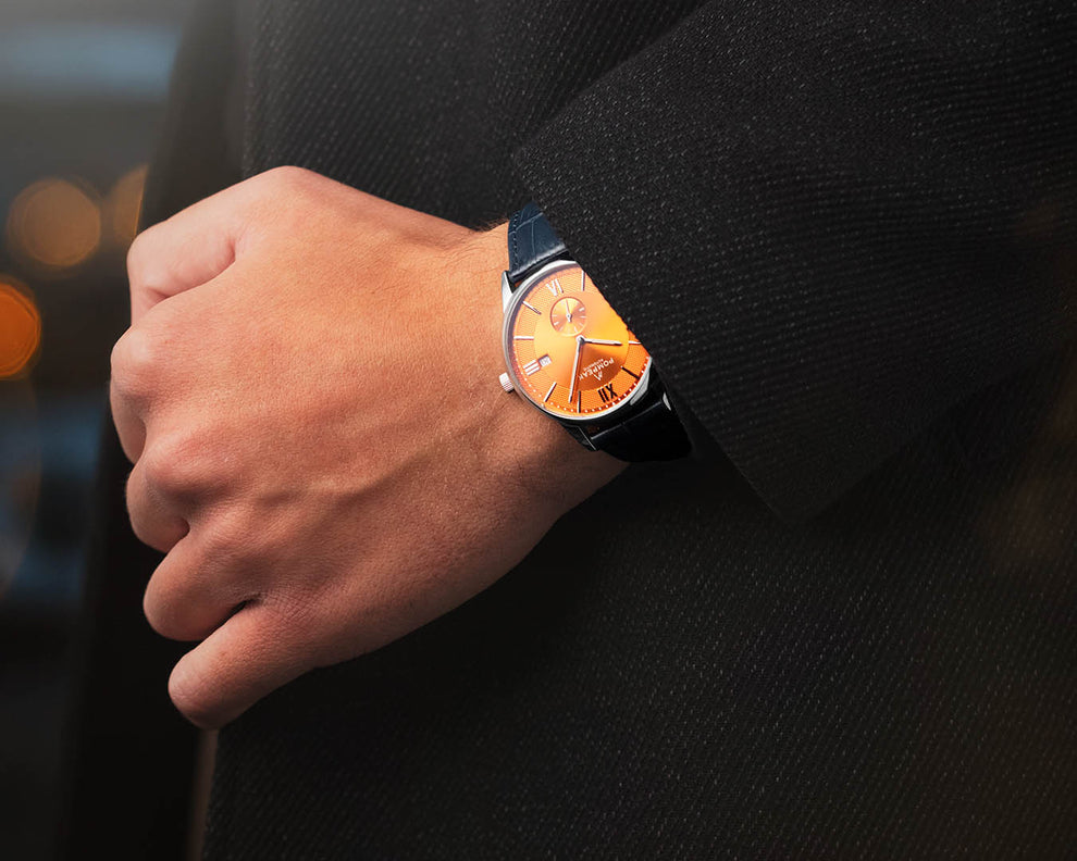 Orange Crush | Pompeak Mallory | Swiss Powered Automatic Dress Watch ...