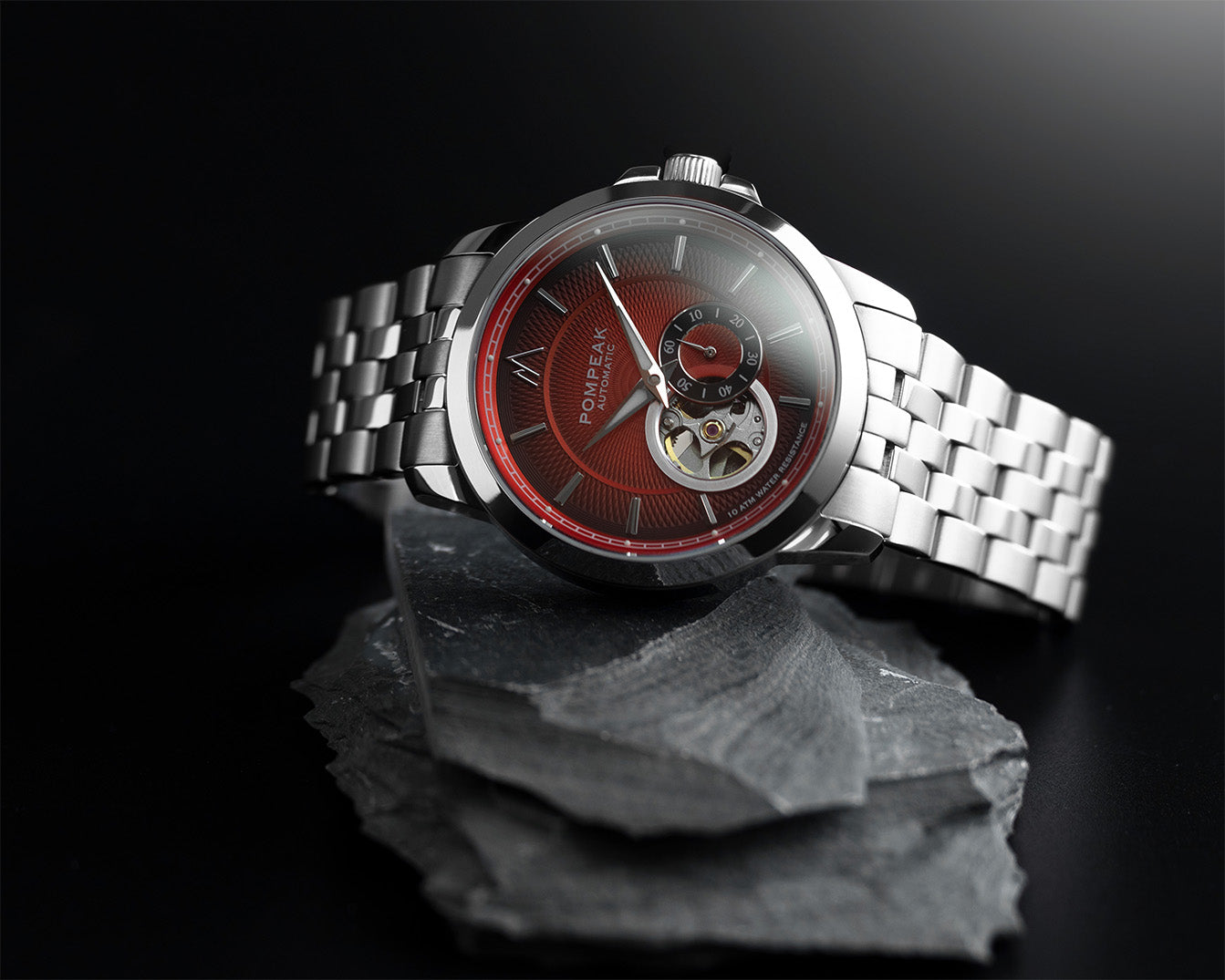 Gentlemen's Classic Smoked Red Automatic Watch | Pompeak Watches